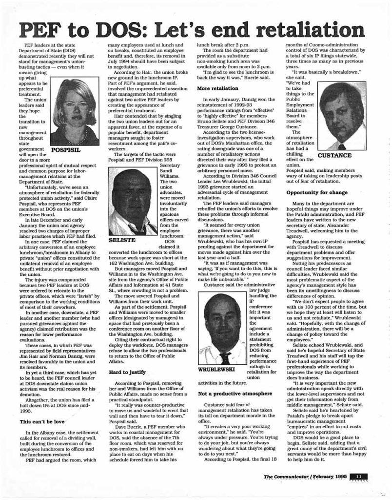 PEF to DOS: Let's end retaliation - PEF Communicator